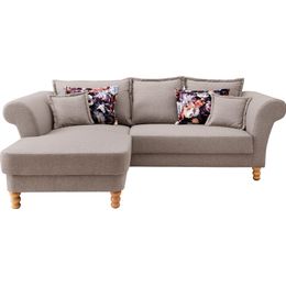 Ecksofa Home Affaire, B:262cm H:95cm T:198cm, grau, 100% Polyester, Wohnzimmer, Sofas, "Tassilo Mega Polsterecke mit Kaltschaum im Sitz, bequem,