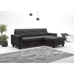 Ecksofa Places of Style, B:239cm H:91cm T:164cm, schwarz, Wohnzimmer, Sofas, "Varese", wahlweise mit Bettfunktion und Bettkasten