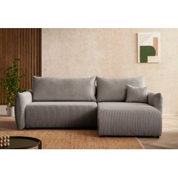 Ecksofa Home Affaire, B:257cm H:88cm T:177cm, grau, Wohnzimmer, Sofas, "MAVAS Schlafsofa mit Bettkasten, L-Form", ca.257/127cm (Liegefläche 212/145