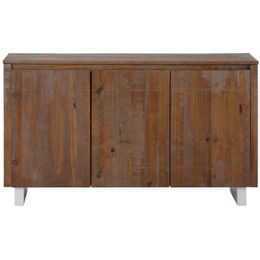 Sideboard OTTO HOME, B:140cm H:80cm T:35cm, braun, Massivholz, Wohnzimmer, Sideboards, "Lagos", Kommode aus massivem Kiefernholz, mit wei&szlig; lackiertem