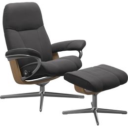 stressless Relaxsessel "Consul" Set, Relaxsessel mit Hocker, mit Hocker, mit Cross Base, Gr&ouml;&szlig;e S, M & L, Holzakzent Eiche