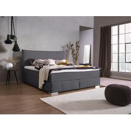 Boxspringbett Alina, B:188cm L:214cm, grau, Chenille GCP (100% Polyester), Jugendzimmer, Komplettbetten, "Luga", 188 cm breit, inkl. Matratze und