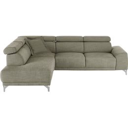 Ecksofa 3C CANDY, B:249cm H:79cm T:209cm, grau, 100% Leder, Wohnzimmer, Sofas, "Greve Sofa immer mit manuelle Kopfteilverstellungen, modern,
