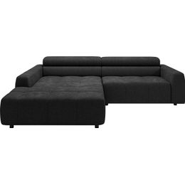 Ecksofa 3C CANDY, B:258cm H:68cm T:217cm, schwarz, 96% Polyester, 4% Polyacryl, Wohnzimmer, Sofas, "Denver auch mit Cord- und Easy care-Bezug,