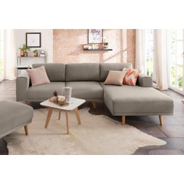 Ecksofa Home Affaire, B:273cm H:90cm T:167cm, braun, Struktur fein( 100% Polyester);Filzoptik (100% Polyester);Luxus-Microfaser (100% Polyester),