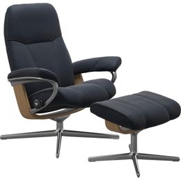 stressless "Consul" Set, Relaxsessel mit Hocker, mit Hocker, mit Cross Base, Gr&ouml;&szlig;e S, M & L, Holzakzent Eiche