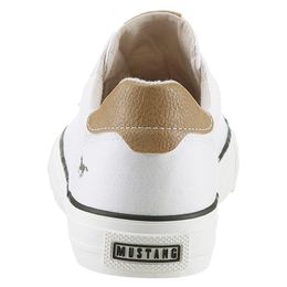 Mustang Shoes Damen Sneaker, Gr. 45, wei&szlig;, Lederimitat, Textil, Schuhe, Freizeitschuh, Halbschuh, Schn&uuml;rschuh, mit Gummikappe