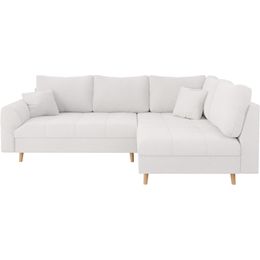Ecksofa Home Affaire, B:231cm H:81cm T:161cm, wei&szlig;, 100% Polyester, Wohnzimmer, Sofas, "CHARRE L-Form mit Ottomane, Ma&szlig;e B/T/H: 231/161/81 cm", feine