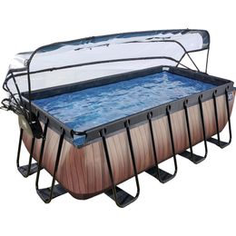 Framepool EXIT, B:200cm H:122cm L:400cm, braun, Schwimmbecken, "inkl. multifunktionaler Poolabdeckung", BxLxH: 200x400x122 cm, mit Sandfilteranlage
