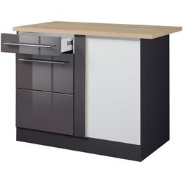 Eckunterschrank KOCHSTATION, B:110cm H:85cm T:60cm, grau, Holzwerkstoff, MDF, K&uuml;che, Schr&auml;nke, "KS-Wien", Breite 110 cm