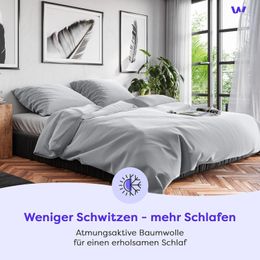Bettw&auml;sche WOLKENFELD "Renforc&eacute; Bettw&auml;sche Baumwolle - Nat&uuml;rlich weiches Schlafgef&uuml;hl", wei&szlig;, B/L: 155cm x 220cm, 1 Stk., 1 Stk., Renforc&eacute;, B/L: 80cm x 80cm, 2 Stk., Renforc&eacute;, Obermaterial: 100% Baumwolle, Bettw&auml;sche, Bettw&auml;sche, 135x200 cm, 155x220 & &Uuml;bergr&ouml;&szlig;en I inkl. Kissenbez&uuml;ge 80x80 I uni