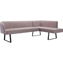 Eckbank, B:249cm H:83cm T:157cm, pink, exxpo - SOFA FASHION, Esszimmer, Sitzb&auml;nke, "Americano", mit Keder und Metallf&uuml;&szlig;en, Bezug in verschiedenen