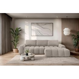 Ecksofa OTTO HOME, B:270cm H:84cm T:166,5cm, beige, 100% Polyester, Wohnzimmer, Sofas, "AZITA klein optionale Schlafsofa mit Bettkasten, B/T/H: