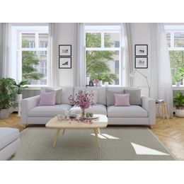 Teppich Dekowe, B:80cm H:10mm L:250cmsilberfarben, Kunstfaser, Wohnzimmer, Teppiche, "Basic S2 Twill", meliert, Sisaloptik, mit Bord&uuml;re, In- und