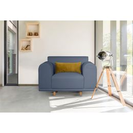 Loveseat OTTO HOME, B:125cm H:82cm T:96cm, blau, 89% Polyester/9% Rayon/3% Nylon, Sessel, "Maroon Sessel", in skandinavischem Design, mit losem Kissen