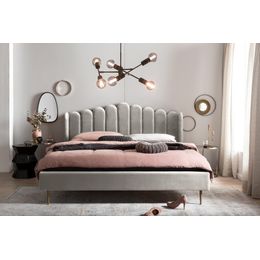 Polsterbett Salesfever, B:192cm H:115cm L:218cm, beige, MDF, Samt (100% Polyester), Metall, Betten, "Komfortables Bett f&uuml;r erholsamen Schlaf",