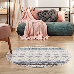 Hochflor-Teppich Carpet City, H:20mm Ø:120cm, bunt, Polypropylen, Teppiche, "Focus 3013", Boho-Teppich, Hochtief-Muster/ 3D-Effekt, für Wohnzimmer,