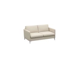 2-Sitzer FLEXLUX, B:149cm H:85cm T:92cm, wei&szlig;, 100% Echteder, Sofas, "Fiore, super Sitzkomfort durch Kaltschaum im Sitz", schmale Armlehnen, F&uuml;&szlig;e Alu