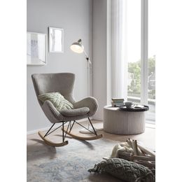 Schaukelstuhl Salesfever, B:76cm H:103cm T:100cm, grau, Strukturstoff (100% Polyester), Metall, Massivholz, Wohnzimmer, St&uuml;hle, "Entspannung pur",