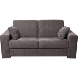 2-Sitzer Home Affaire, B:180cm H:85cm T:95cm, braun, 100% Polyester, Sofas, "Roma Matratzenh&ouml;he 14 cm", Dauerschlaffunktion, mit Unterfederung,