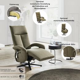 Sit & More TV-Sessel SIT & MORE, B:74cm H:112cm T:82cm, silber, 100% Polyester, Sessel, "Zoe, inkl. Kopfteilverstellung & 360 Drehfunktion", wahlweise mit 2