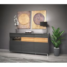 Sideboard Places of Style, B:167,5cm H:87,5cm T:45,2cm, grau, Spanplatte, Wohnzimmer, Sideboards, "Onyx", Kommode mit Soft-Close-Funktion, Breite