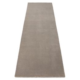 Wollteppich CarpetFine, B:75cm H:14mm L:240cm, grau, Wolle, Wohnzimmer, Teppiche, "Gabbeh Lola Uni", mit nat&uuml;rlichem Pflanzenmaterial von Hand