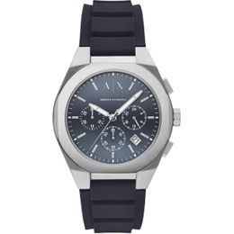 Armani Exchange Herren Chronograph "SYNC", blau, Armbanduhren, Quarzuhr, Armbanduhr, Herrenuhr, Silikonarmband, Datum, Stoppfunktion