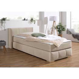 Boxspringbett Home Affaire, B:107cm L:225cm, beige, Samtoptik (100% Polyester);Bezug der Spiegelfläche Matratzendrell aus 100% Polyester;Struktur