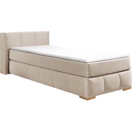 Boxspringbett Home Affaire, B:107cm L:225cm, beige, Samtoptik (100% Polyester);Bezug der Spiegelfläche Matratzendrell aus 100% Polyester;Struktur