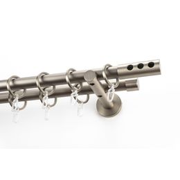Gardinenstange Garesa, B:64cm L:230cm Ø:20mm, gold, Aluminium, Gardinenstangen, "EASY", Vorhanggarnitur, verlängerbar, Endk. mit 3 Löcher, Alu, m.