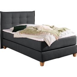 Boxspringbett Home Affaire, B:140cm L:209cm, grau, Komplettbetten, inklusive Komfortschaum-Topper