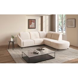 Sit & More Ecksofa SIT & MORE, B:258cm H:93cm T:249cm, beige, 95% Polyester 5% Polyamid, Wohnzimmer, Sofas, "Blues L-Form", wahlweise mit Klapptisch und USB