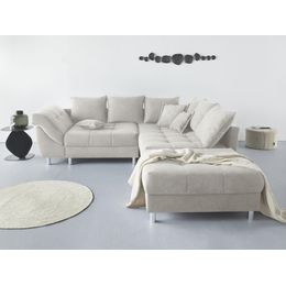 Ecksofa Collection AB, B:247cm H:87cm T:189cm, grau, Microfaser PRIMABELLE (100% Polyester), Struktur (90% Polyester, 10% Polyacryl), Samtvelours