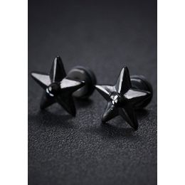 Firetti Damen Paar Ohrstecker "Schmuck Geschenk Ohrschmuck Fake Plug Star", 6,3mm, Edelstahl, grau, Edelstahl, Ohrringe