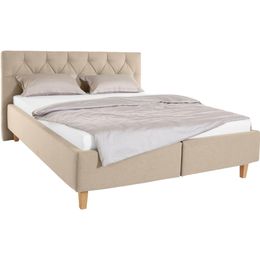 Polsterbett Home Affaire, B:183cm L:210cm, beige, Struktur (100% Polyester);Strukturstoff (100% Polyester), Betten, "Sunley 100", Kreuzsteppung,