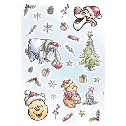 Komar Wandtattoo "Winnie the Pooh Christmas - Größe 50 x 70 cm", B/H/T: 50cm x 70cm, Weihnachten, bunt, Wohnzimmer, Wandtattoos, selbstklebend,