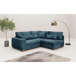 Ecksofa MR. COUCH, B:227cm H:68cm T:190cm, blau, Dolce (100% Polyester), Wohnzimmer, Sofas, "Hilla L-Form, bis 140 kg belastbar", mit