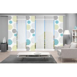 Schiebegardine Vision S, B:60cm H:260cm, blau, Polyester, Wohnzimmer, Gardinen, "6ER SET BORDEN", HxB: 260x60, Schiebevorhang 6er Set Digitaldruck