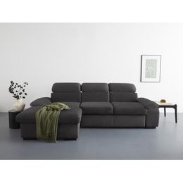 Ecksofa COTTA, B:250cm H:73cm T:165cm, braun, 100% Polyester, Wohnzimmer, Sofas, "Lola L-Form mit Kopfteilfunktion & Hocker", wahlweise mit