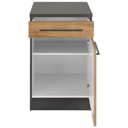 KOCHSTATION "KS-Tulsa" 50 cm breit, 1 T&uuml;r, 1 Schubkasten, schwarzer Metallgriff, MDF Front