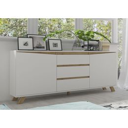 Sideboard Inosign, B:180cm H:76cm T:38cm, wei&szlig;, Melamin, Spanplatte, Wohnzimmer, Sideboards, "Valentin"