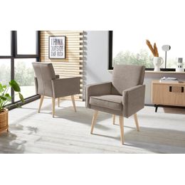 Sessel, B:64cm H:89cm T:67cm, grau, exxpo - SOFA FASHION, Wohnzimmer, Sessel, "Lungo, Loungesessel mit moderner Kedernaht, bequem und elegant",
