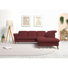 Sit & More Ecksofa SIT & MORE, B:250cm H:91cm T:220cm, rot, 100% Polyester, Wohnzimmer, Sofas, "Romero L-Form", wahlweise mit oder ohne TV-Funktion,