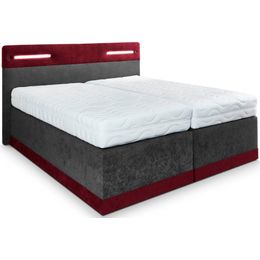 Boxspringbett, rot, Westfalia Schlafkomfort, Bezug Obermatratze 100% Polyester, waschbar bis 60C;Bezug Unterbox und Kopfteil: Mikrofaservelours (100%
