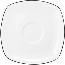 Seltmann Weiden Untertasse "Lido Black Line", 14,6cm, schwarz-wei&szlig;, Speiseteller, Kombi-Untertasse eckig 14,5 cm