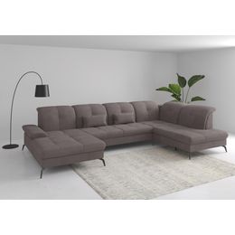 Sit & More Wohnlandschaft SIT & MORE, B:357cm H:90cm T:231cm, beige, 90% Polyester, 10% Polyamid, Sofas, "Amica, U-Form, inkl. Sitztiefenverstellung und