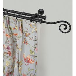 Gardinenstange Garesa, L:320cm Ø:16mm, schwarz, Metall, Gardinenstangen, "ESPERANCA", rustikale Vorhanggarnitur, verlängerbar, Eisen, Endk. Spirale