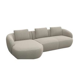 Wohnlandschaft FLEXLUX, B:276cm H:85cm T:146cm, beige, Sofas, "Torino, rund, L-Form, Sofa-Ecke mit Recamiere, Longchair-Sofa", Modernes, organisches