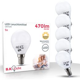 B.K.LICHT LED-Leuchtmittel, L:8,1cm Ø:4,6cm, weiß, Leuchtmittel, LED-Lampe Glühbirne 5 Watt 470 Lumen 3.000 Kelvin Energiesparlampe